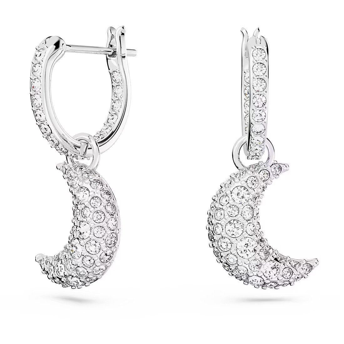 SWAROVSKI עגילי LUNA ירח חישוק רודיום – ילון סברובסקי
