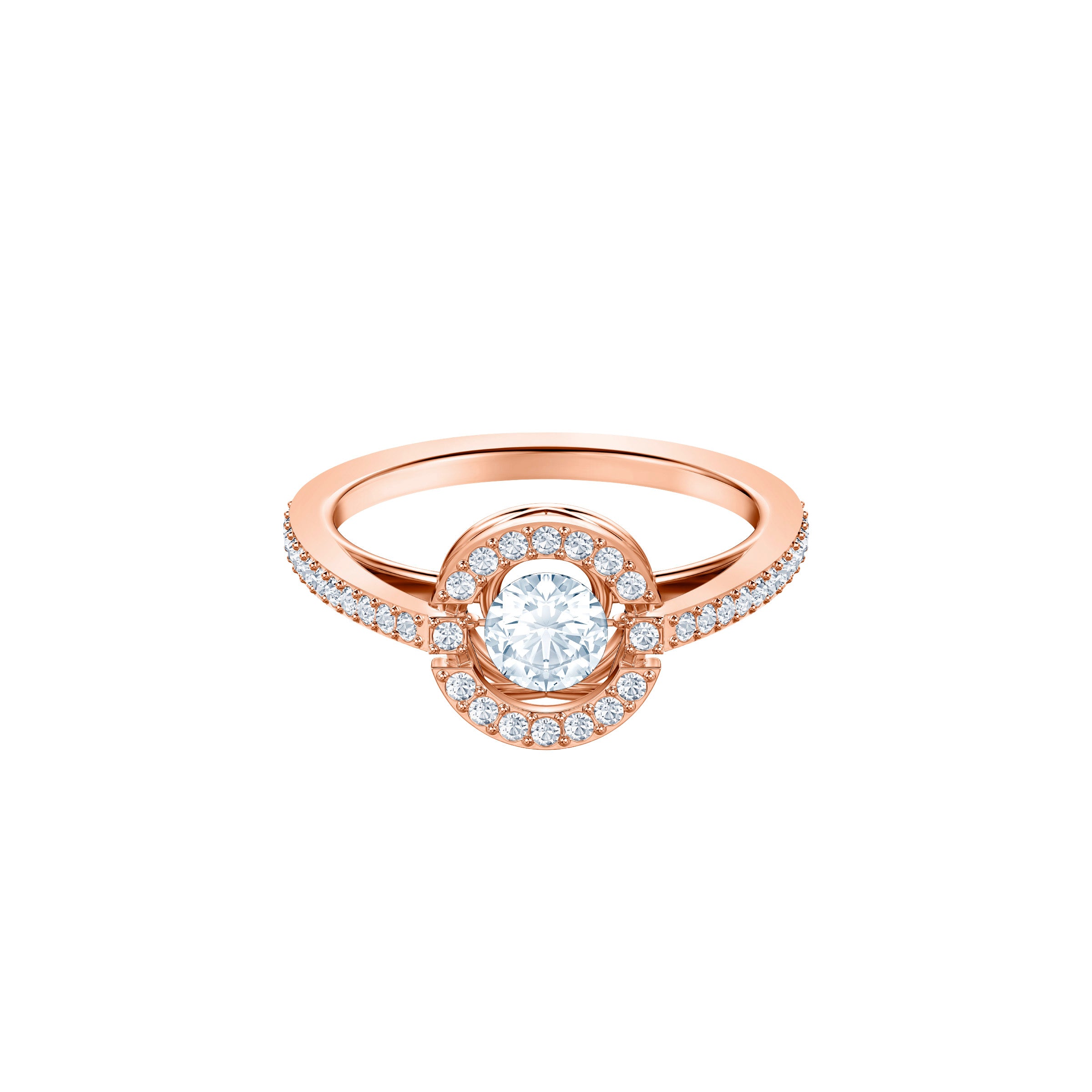 SWAROVSKI טבעת Sparkling Dance Round ציפוי רוז – ילון סברובסקי